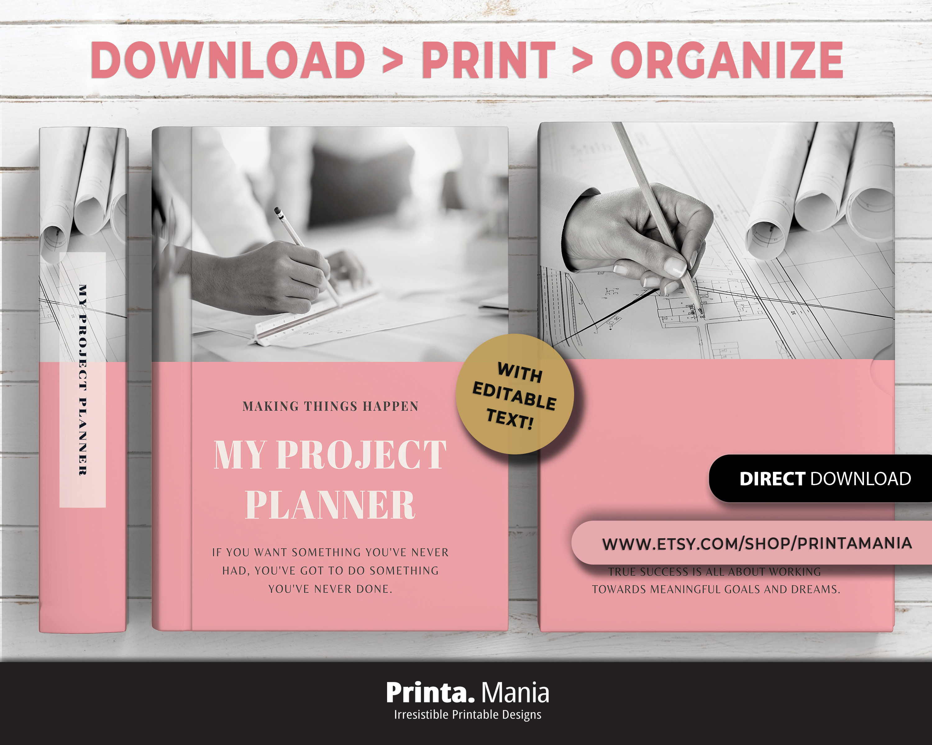 Project Binder Printable Cover | Project Planner Cover | 3 Sizes, 5 ...
