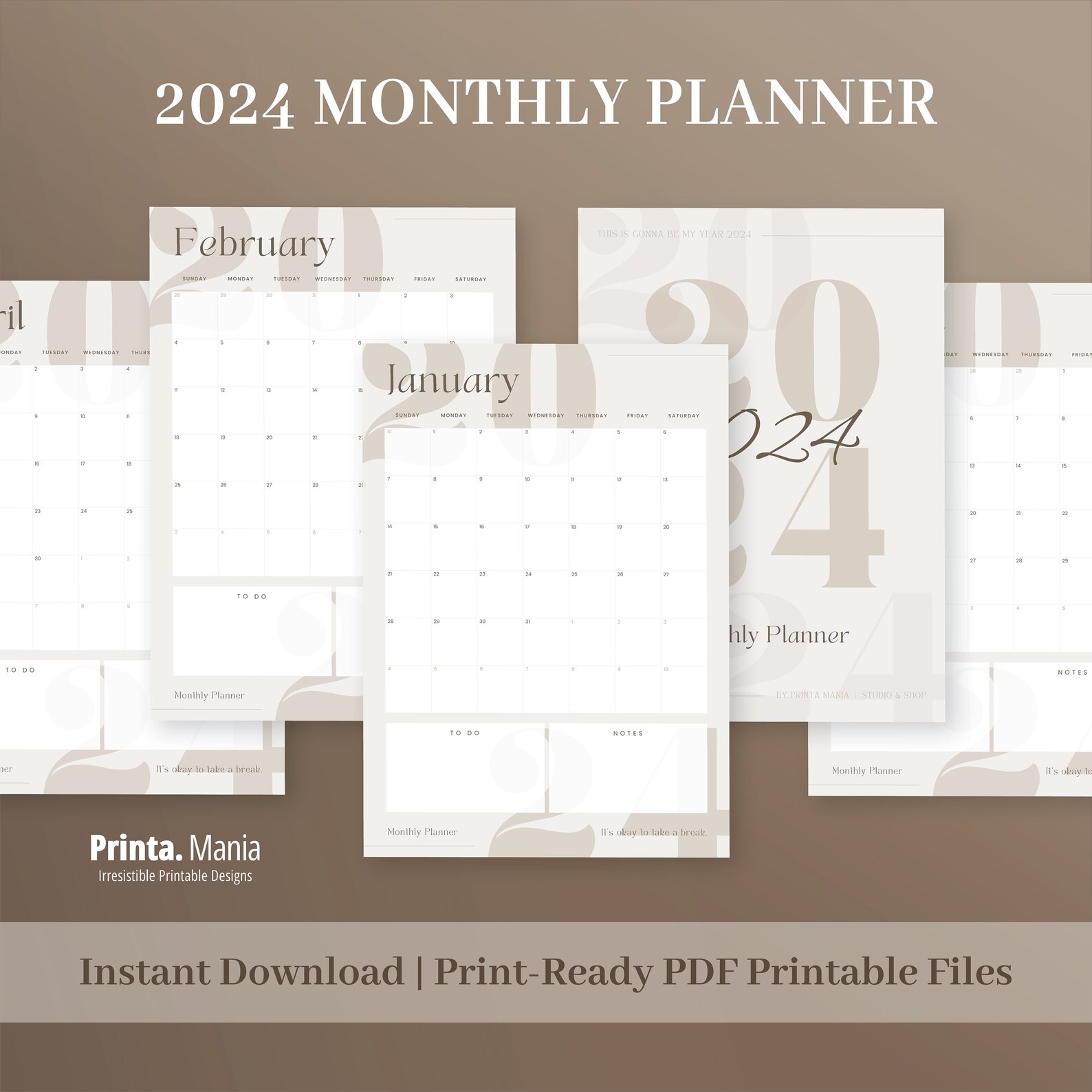 2024 Monthly Planner Printable 2024 Dated Calendar A4, A5, Letter ...