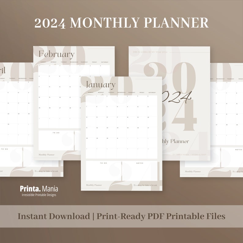 2024 Monthly Planner Printable 2024 Dated Calendar A4, A5, Letter ...