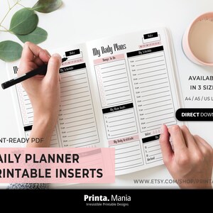 Daily Planner Printable A4, A5, US Letter Business Planner, Daily ...