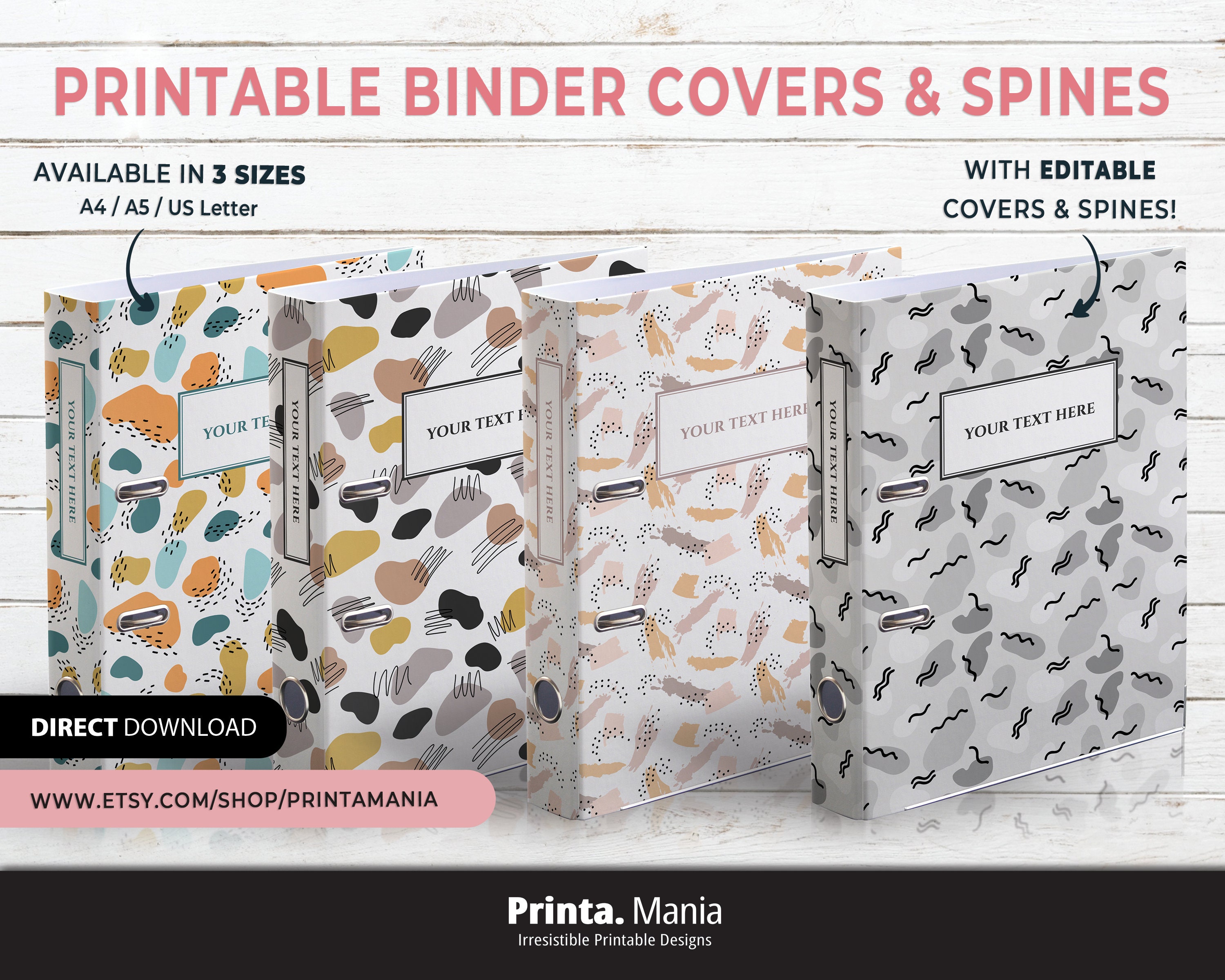 Printable School Binder Covers Set | Editable Covers + Spines | 4 ...
