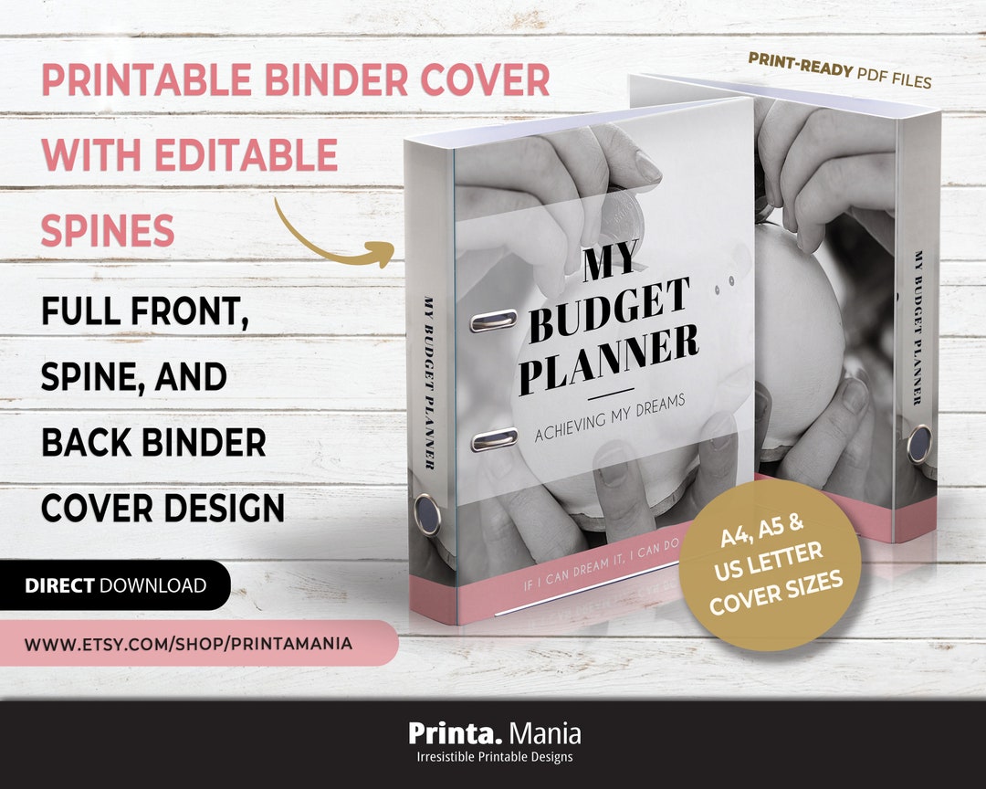Budget Binder Printable Cover Budget Planner Cover 3 Sizes, 5 Editable ...