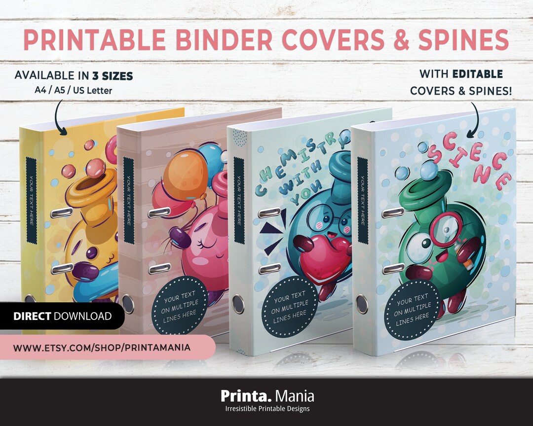 Editable Binder Covers & Spines | School Supply Printables (instant ...