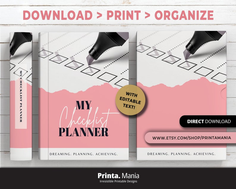 Checklist Binder Printable Cover Task Planner Cover 3 - Etsy