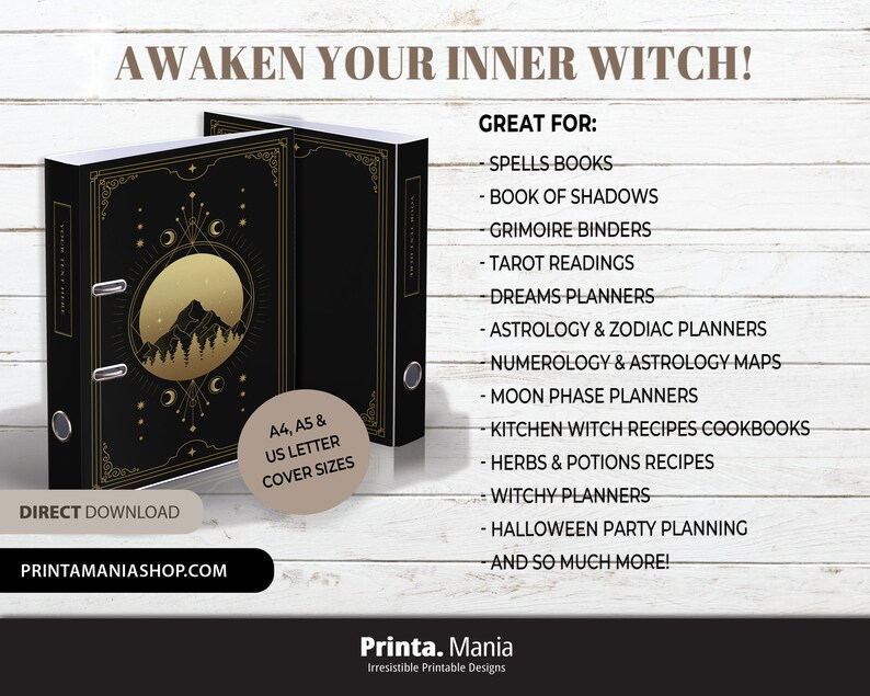 Witchy Moon Binder Cover: Magic Forest Dream Planner (editable PDF) - Etsy