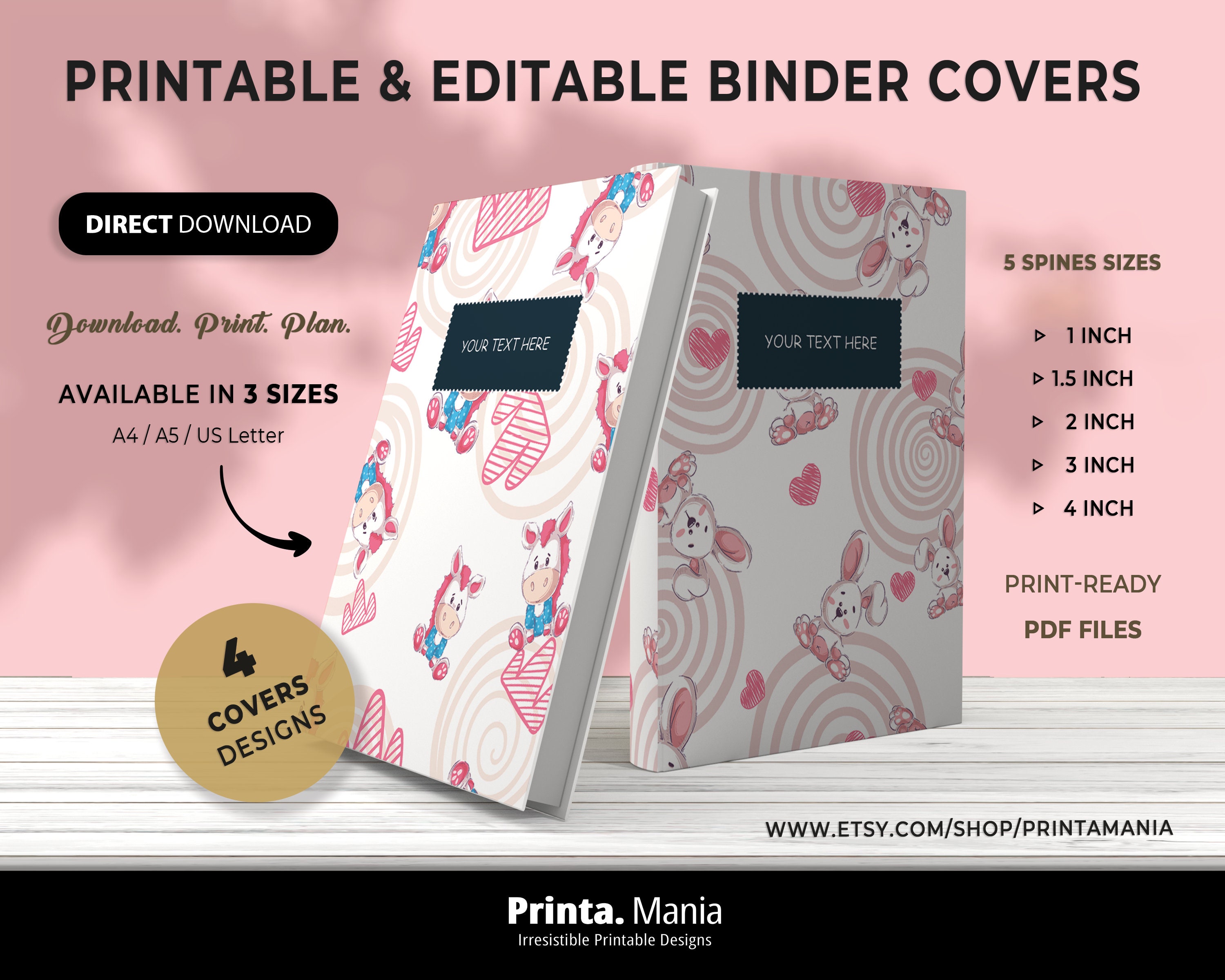 Personalized Printable Binder Covers & Spines | Editable Covers ...