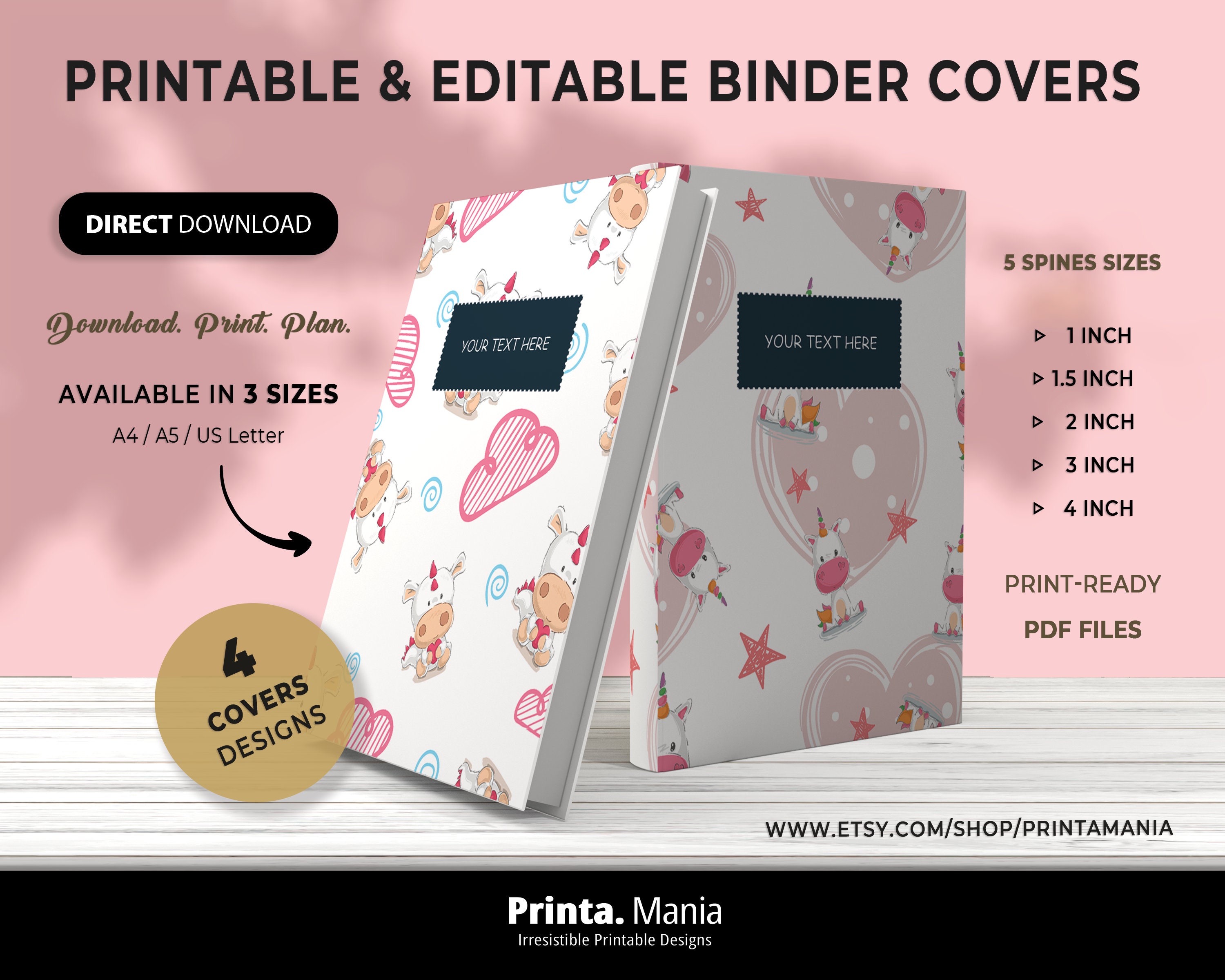 Personalized Printable Binder Covers & Spines Editable Covers Spines 5 ...