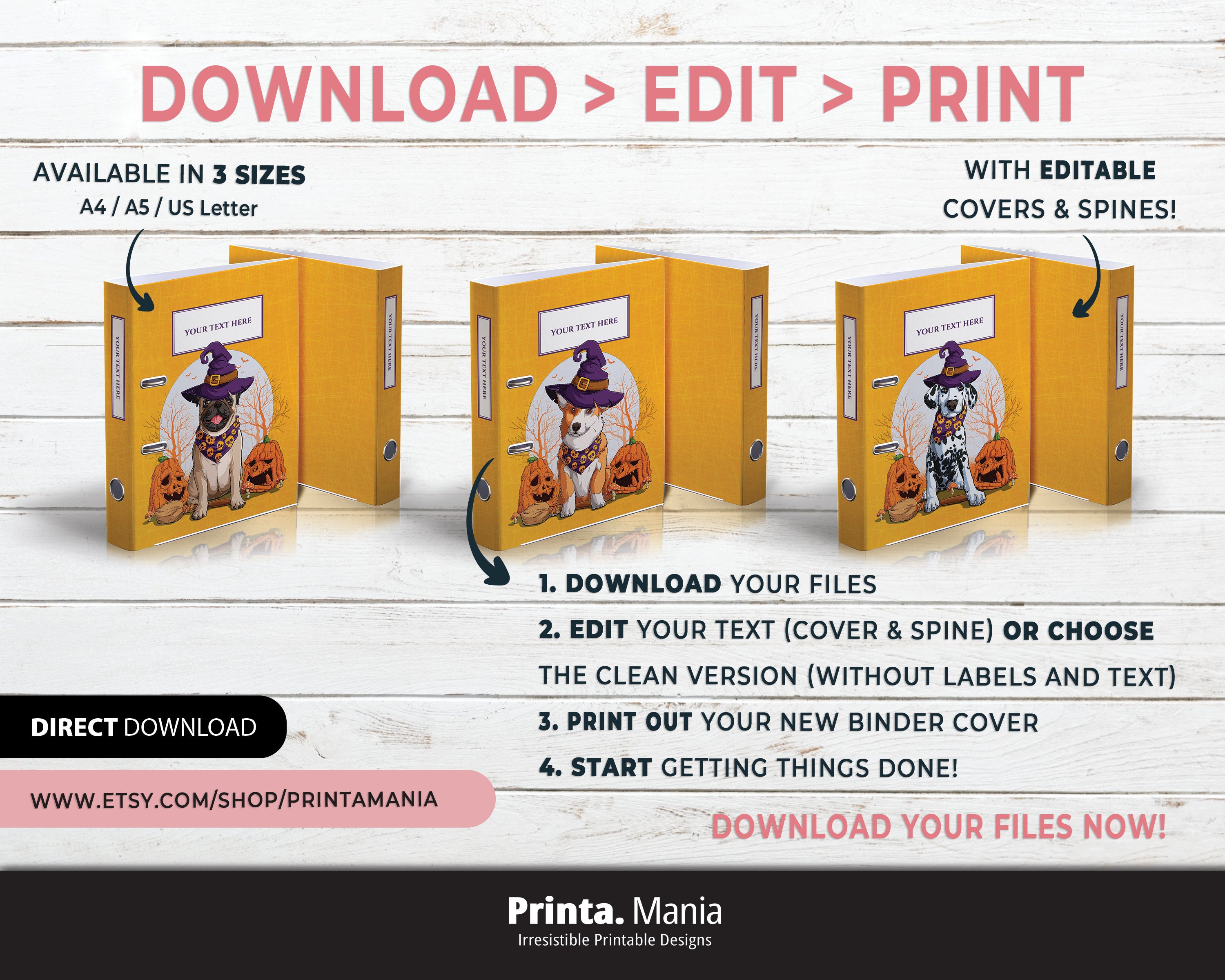 Halloween Printable Binder Covers Set Editable Covers - Etsy