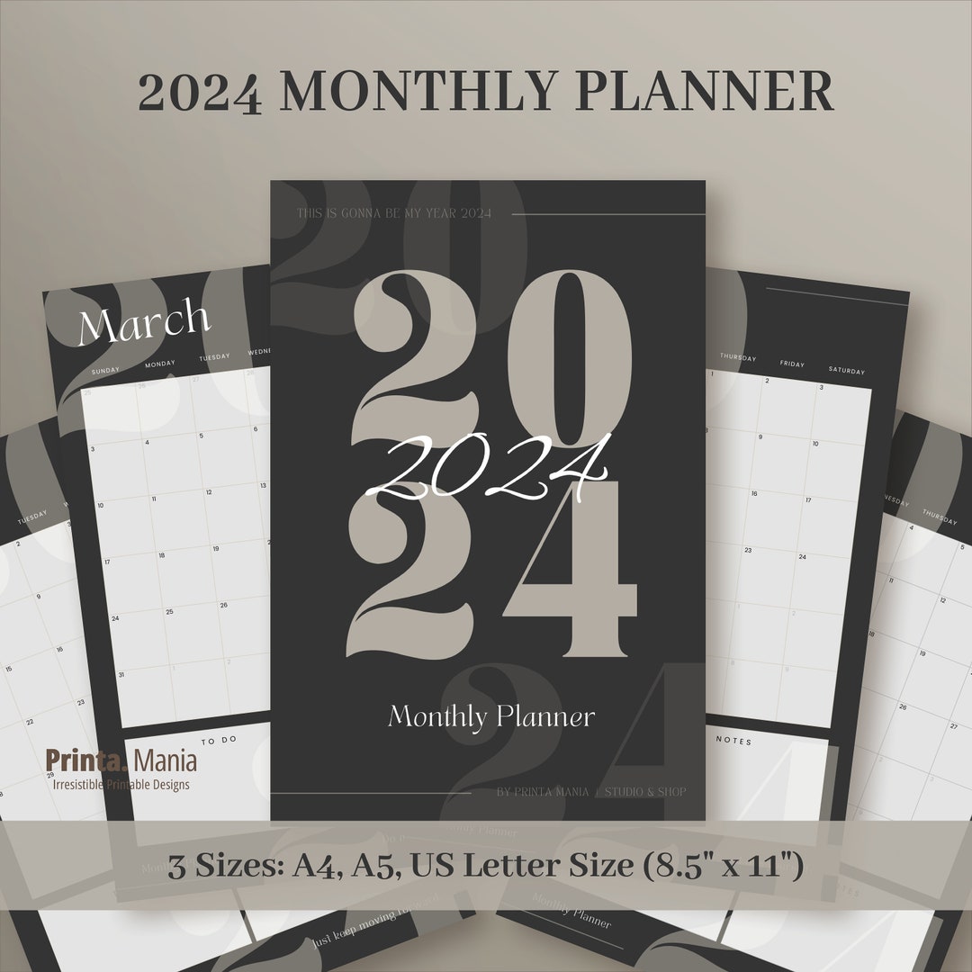 2024 Monthly Planner Printable 2024 Dated Calendar A4, A5, Letter ...