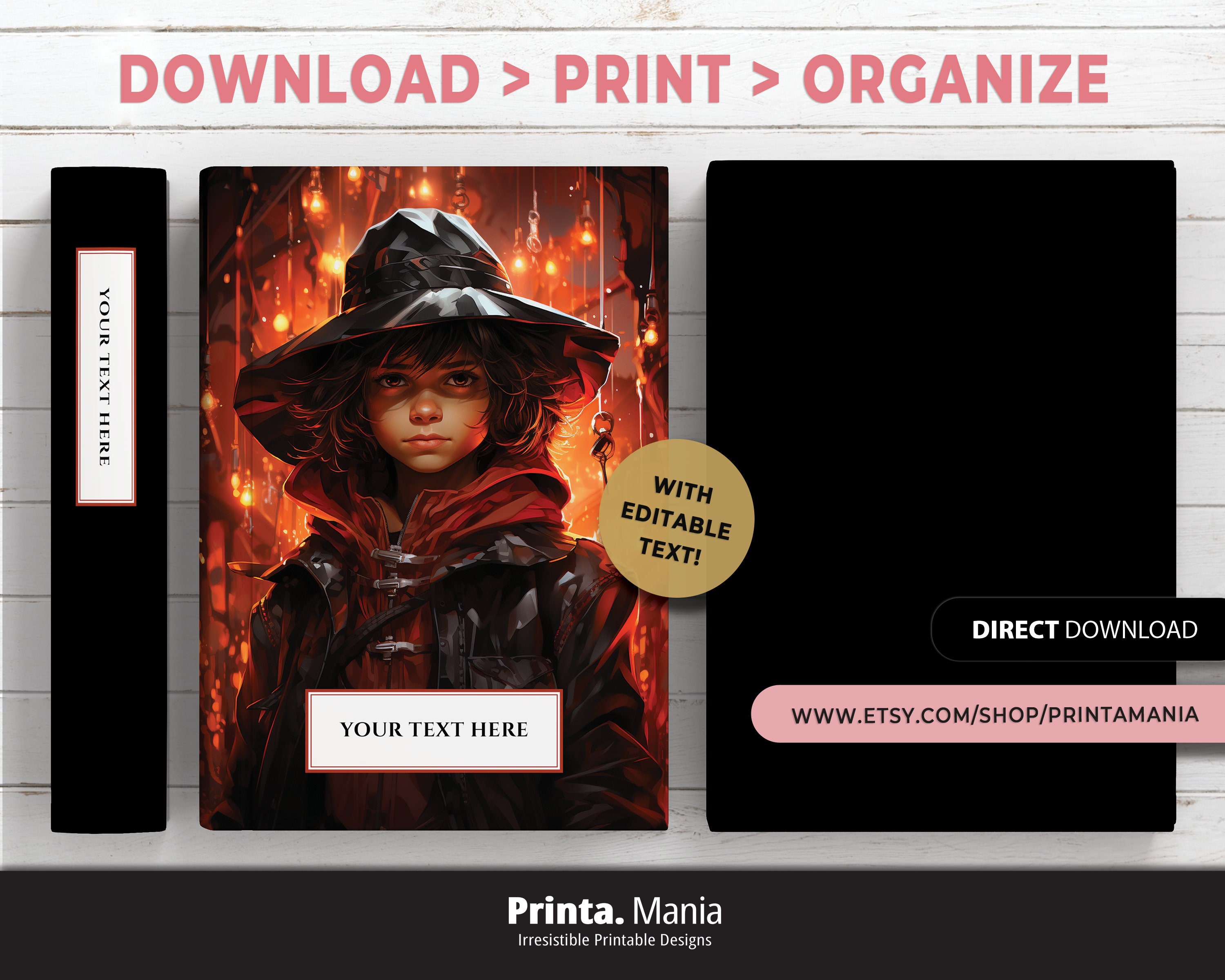 Halloween Witch Printable Binder Editable Cover & Spines 3 Sizes, 5 ...