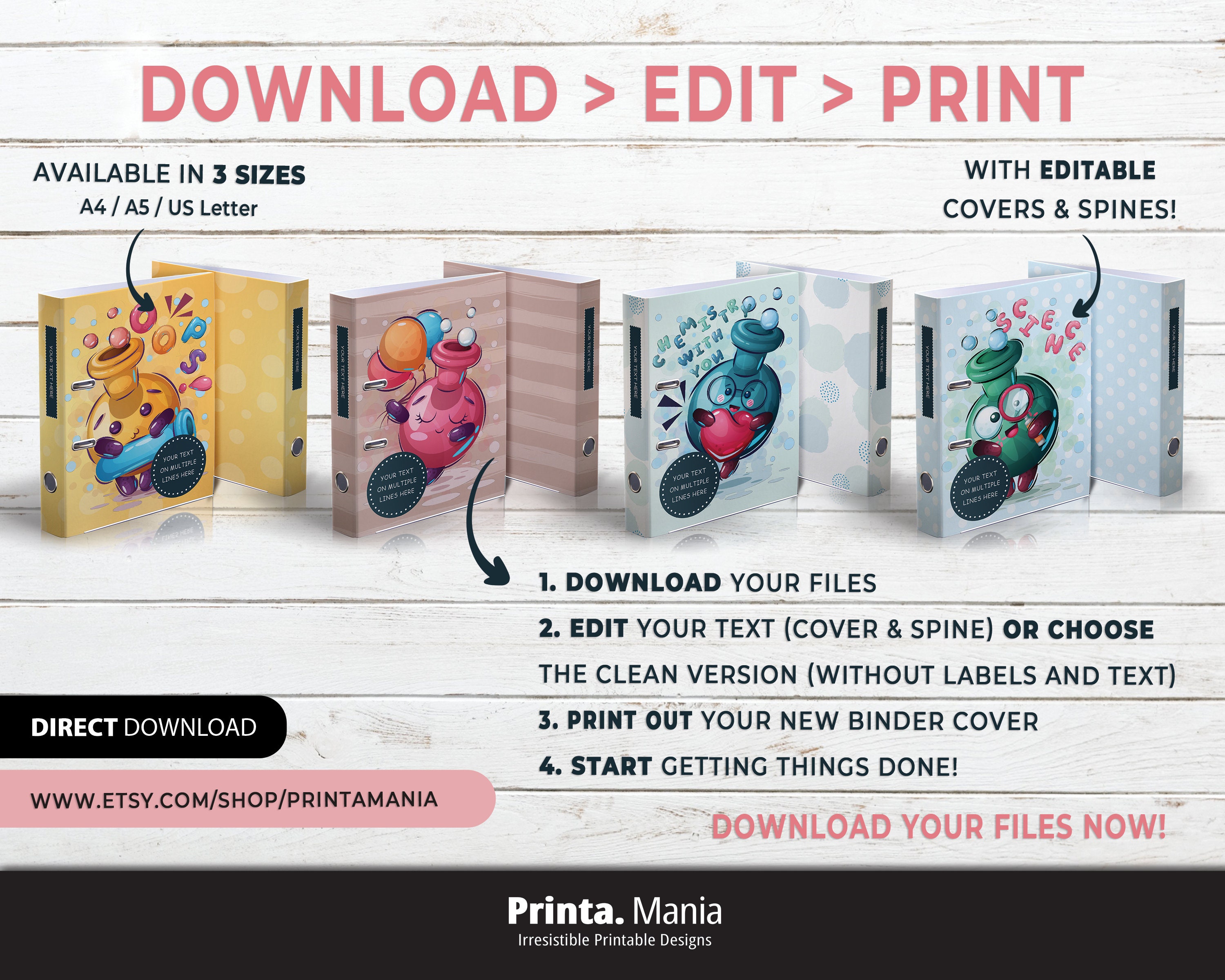 Personalized Printable Binder Covers & Spines | Editable Covers ...