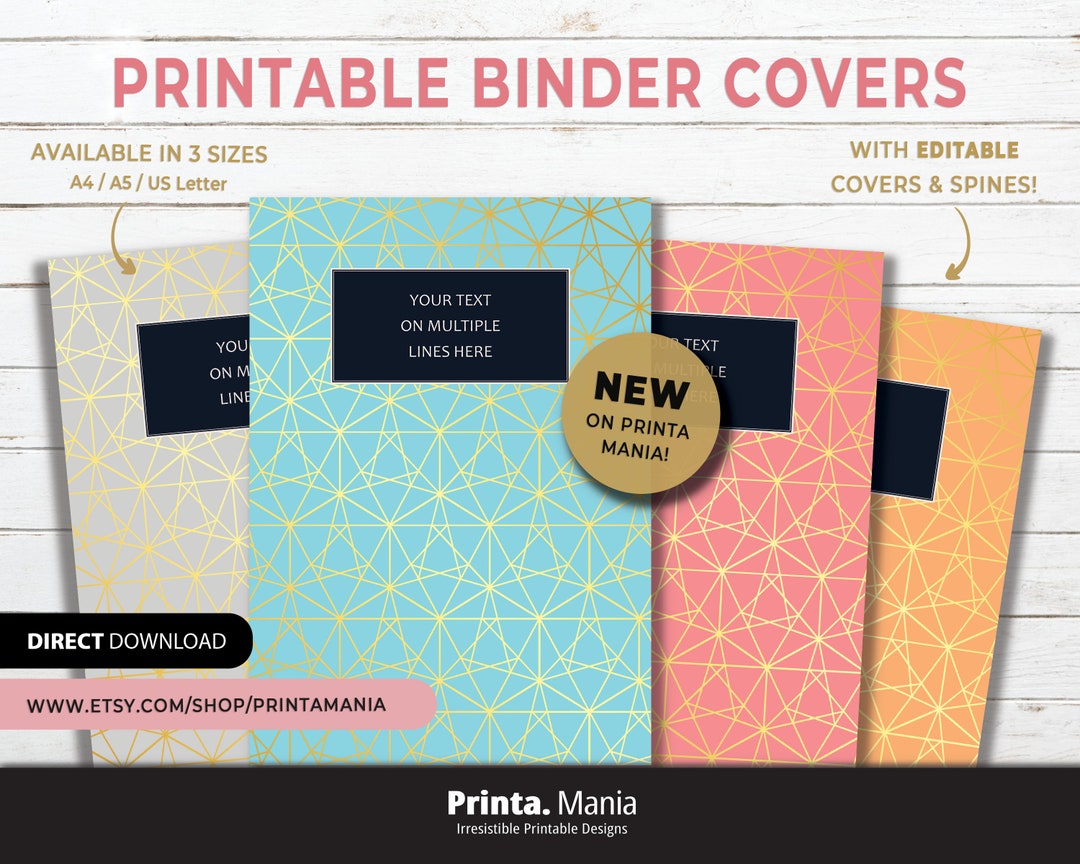 Personalized Binder Covers & Spines Printable | Editable Covers+spines ...