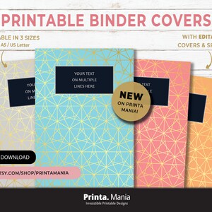 Personalized Binder Covers & Spines Printable | Editable Covers+spines ...