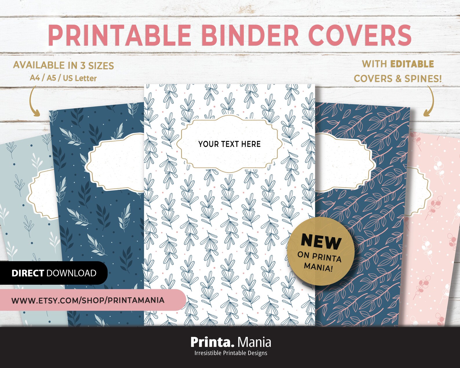 Floral Binder Covers & Spines: Editable Printable Set (digital Download ...
