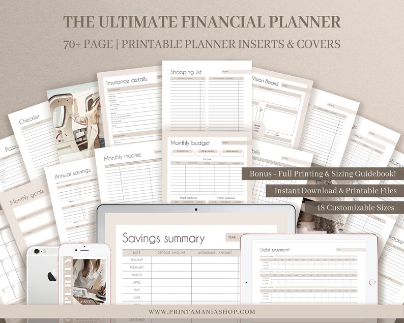 Finance Planner Printable Bundle 70+ Planner Inserts 18 SIZES, Goals ...