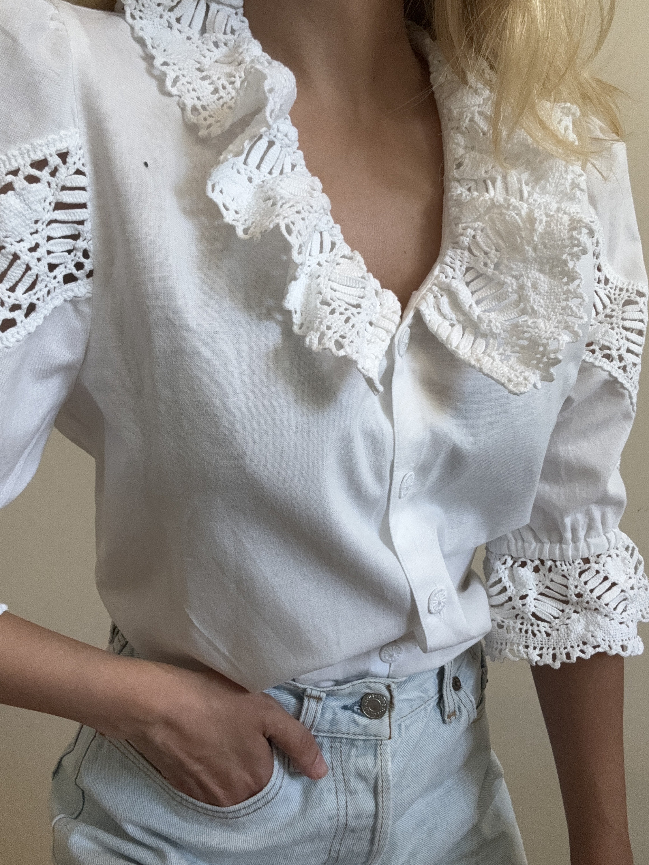 Vintage White Lace Cotton Top, White Embroidery Top, Crochet Top - Etsy