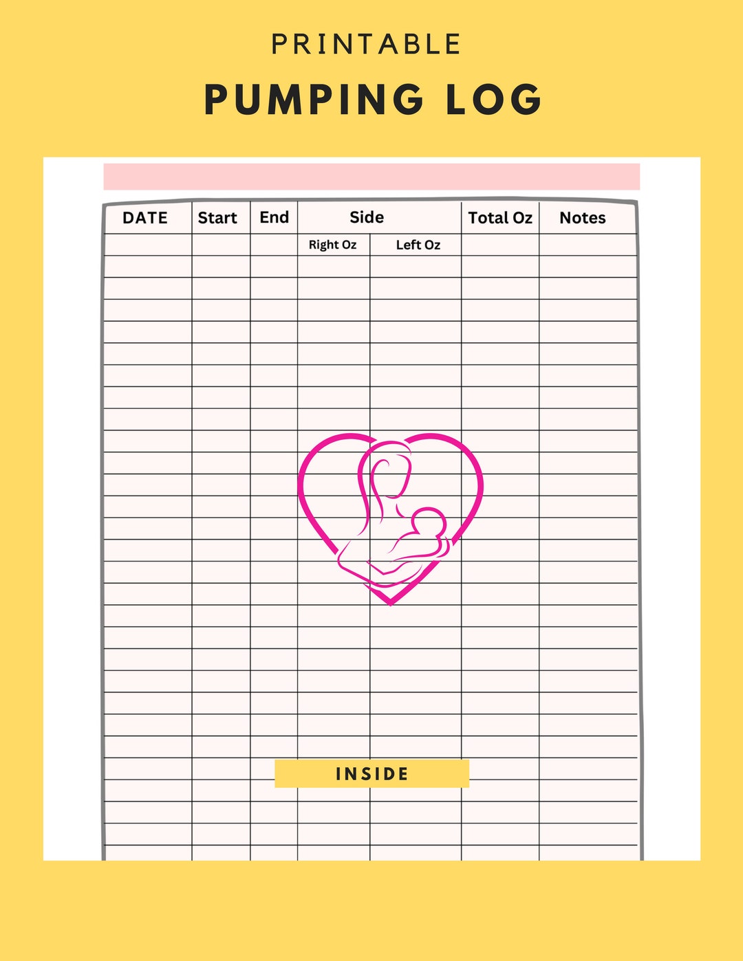 Printable Pumping Log - Etsy