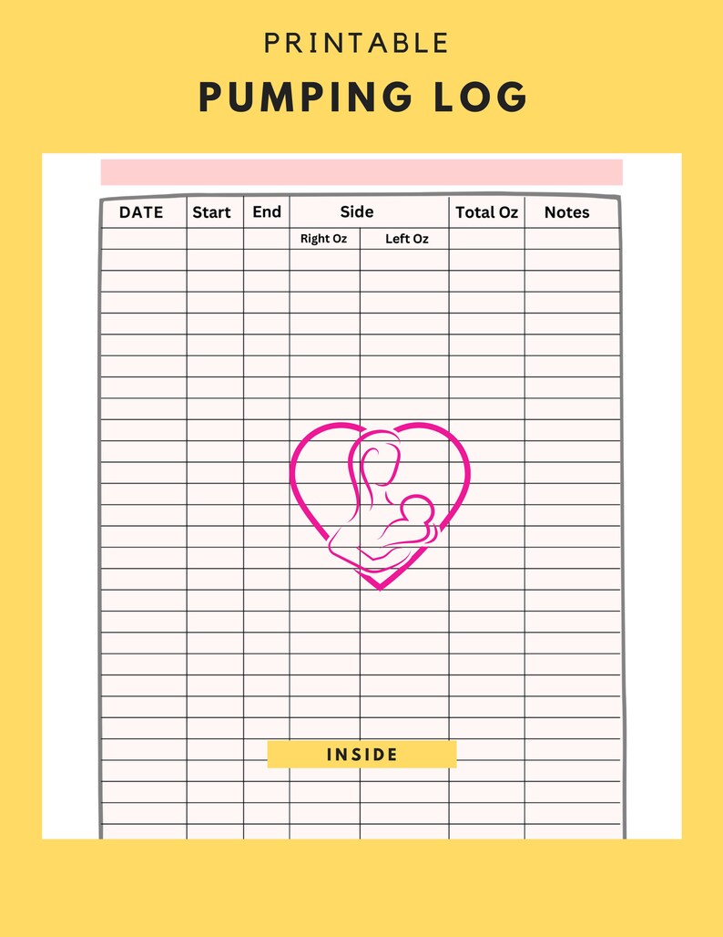 Printable Pumping Log - Etsy