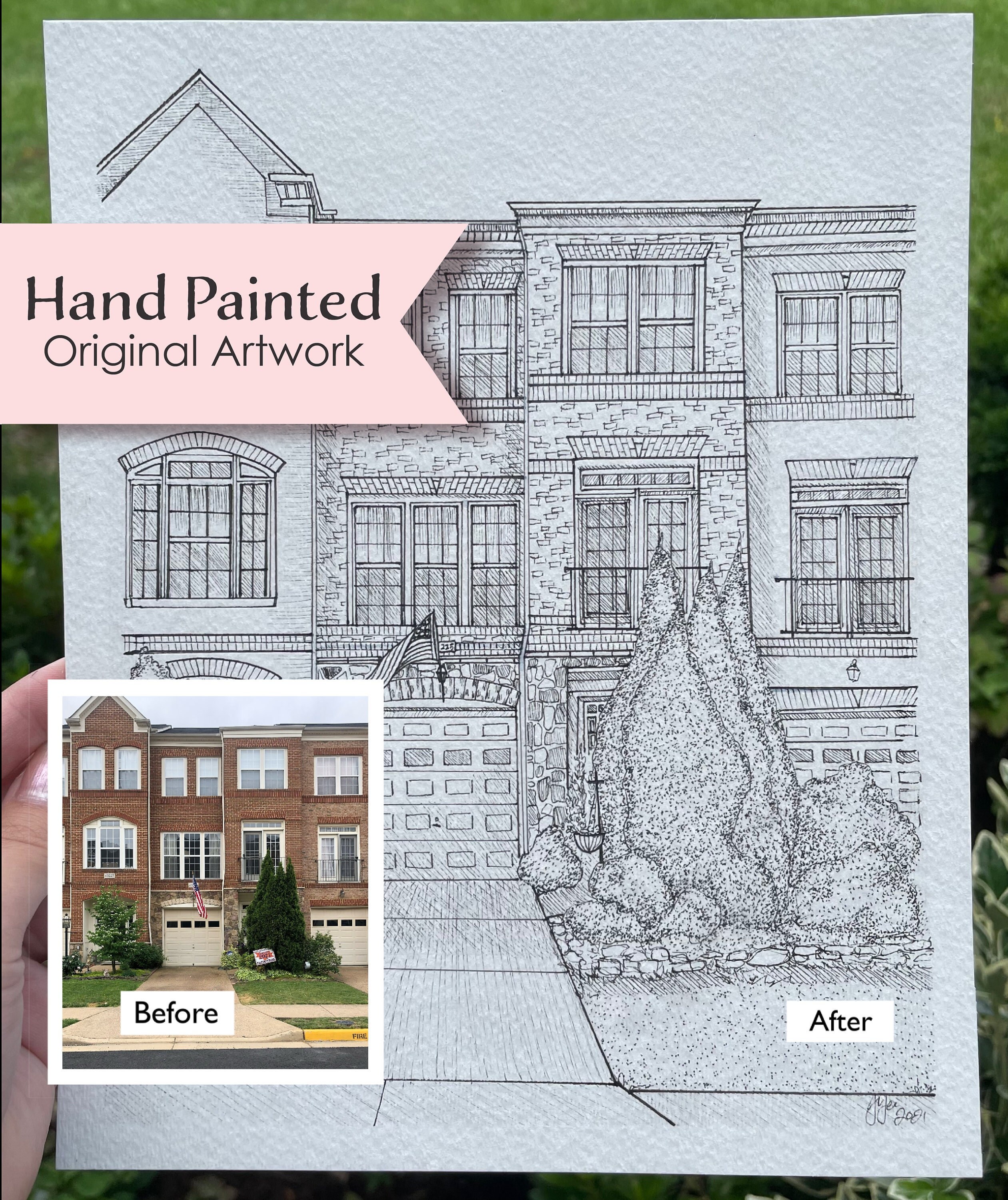 Custom House Drawing — Sketch House Portrait — Realtor Closing Gift ...