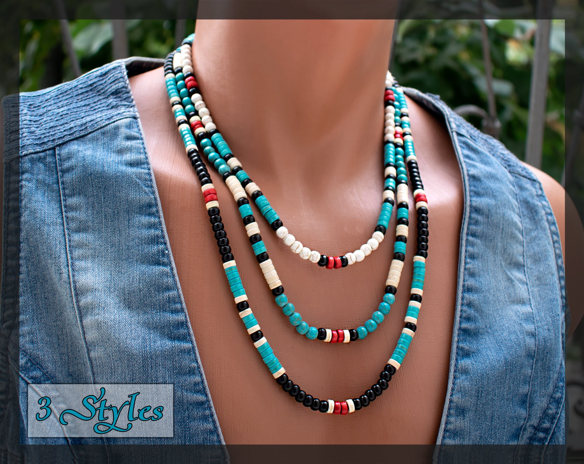 Native American Necklace Navajo Necklace Mens Beaded Etsy