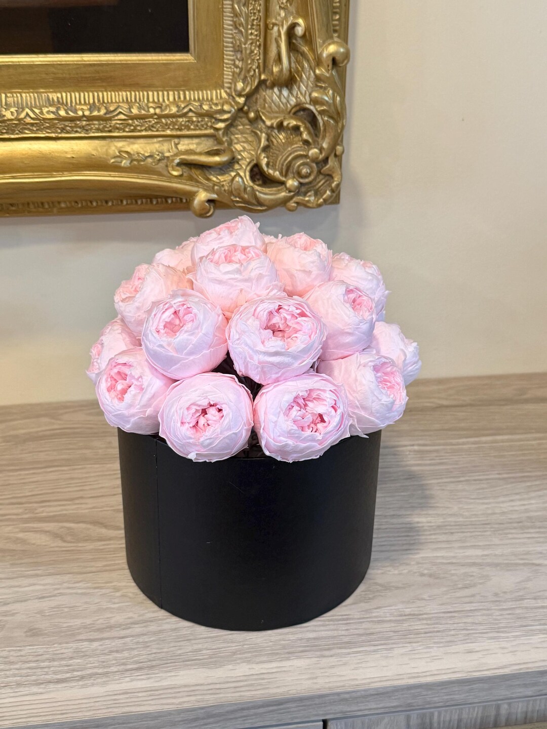 Preserved Peonies in Black Box: Forever Flower Arrangement - Etsy