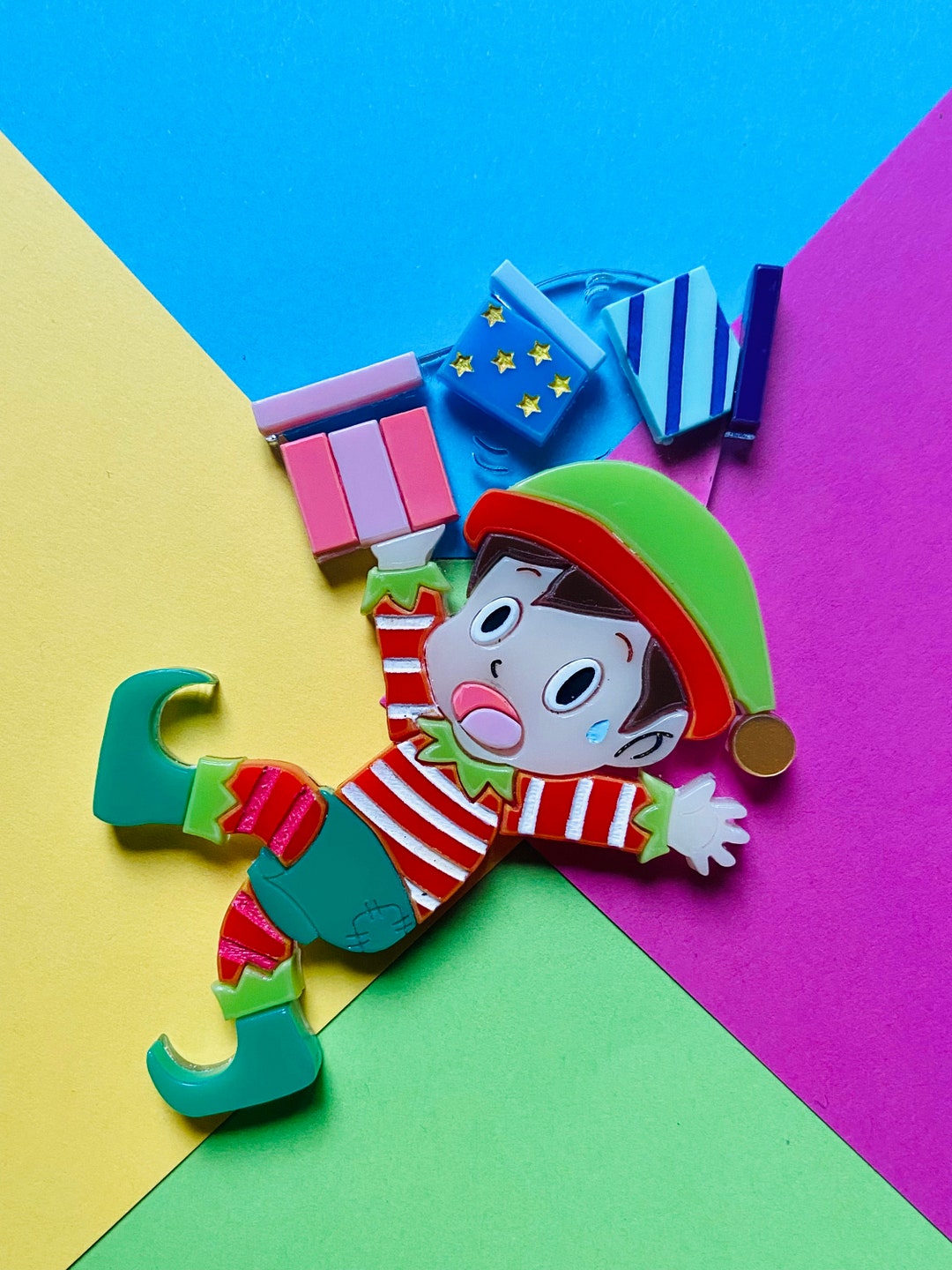 CHRISTMAS COLLECTION Clumsy Elf Acrylic Brooch - Etsy