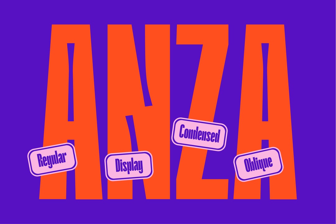 Anza - Ink Trap Sans Serif Display Font, Modern Font, Ink Trap Font ...