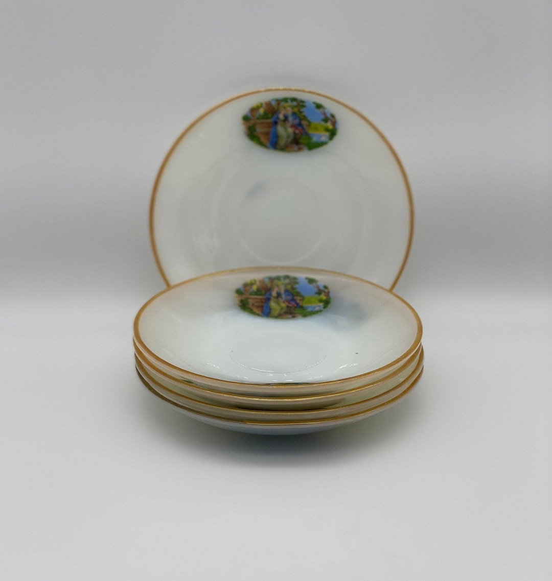 Vintage Termocrisa Mexico White Milk Glass Saucer With Colonial Scene ...