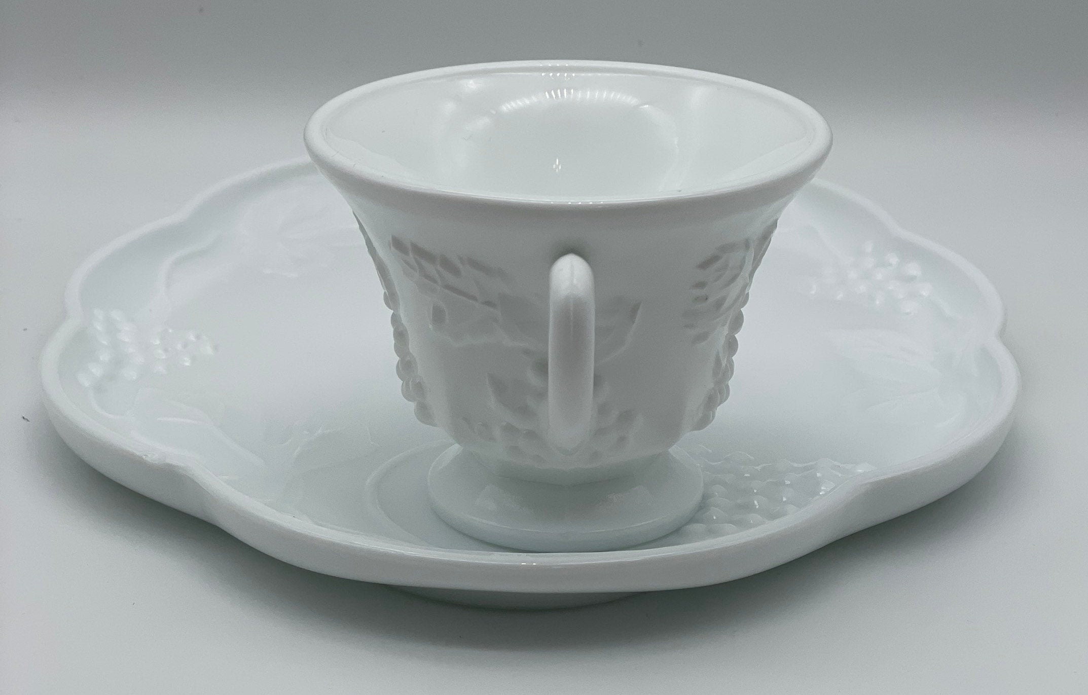 Vintage Milk Glass Luncheon Set Cup and Plate | Etsy