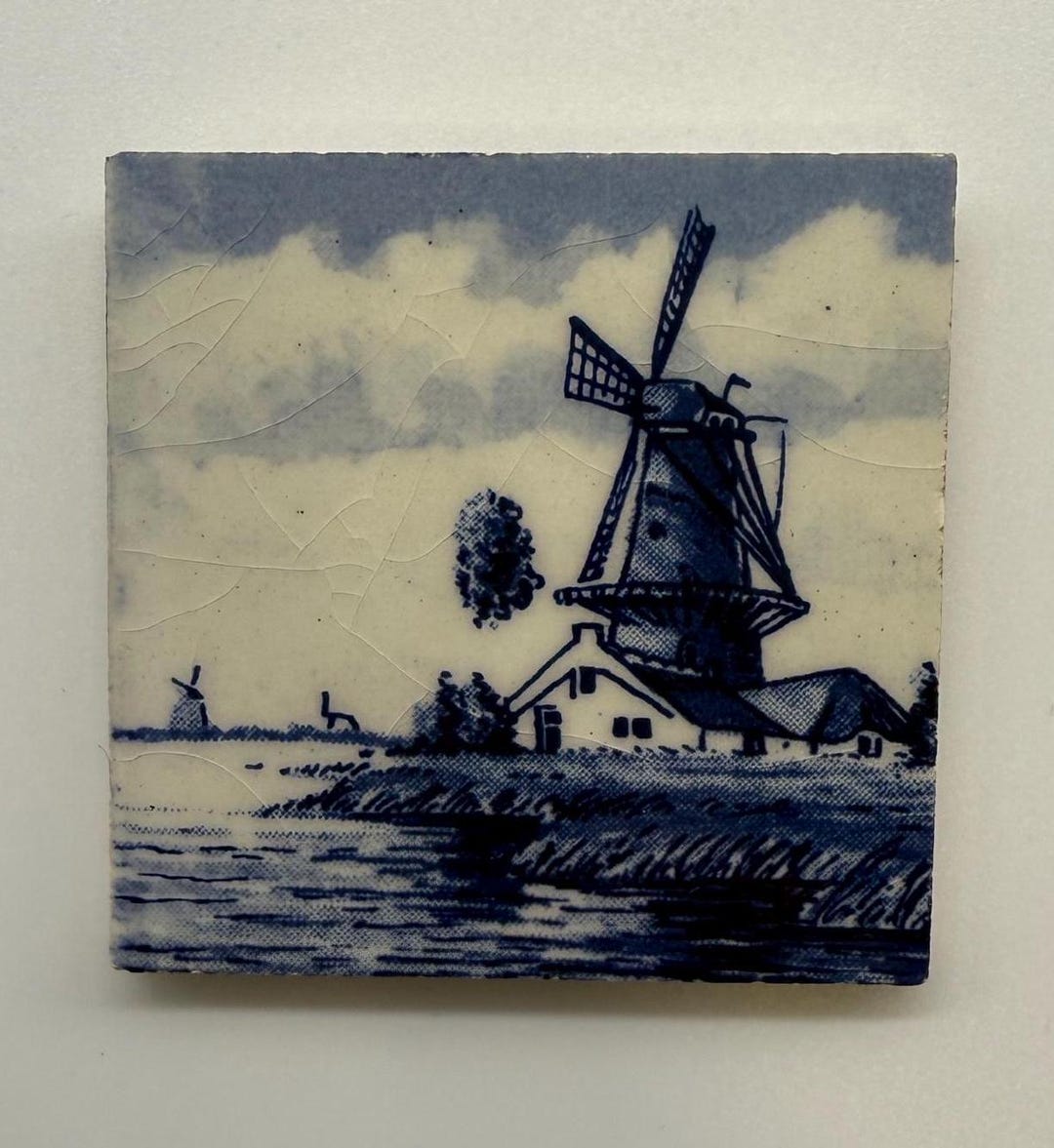 Vintage Delft Blue Ceramic Miniature Hanging Tile With Windmill Scene ...