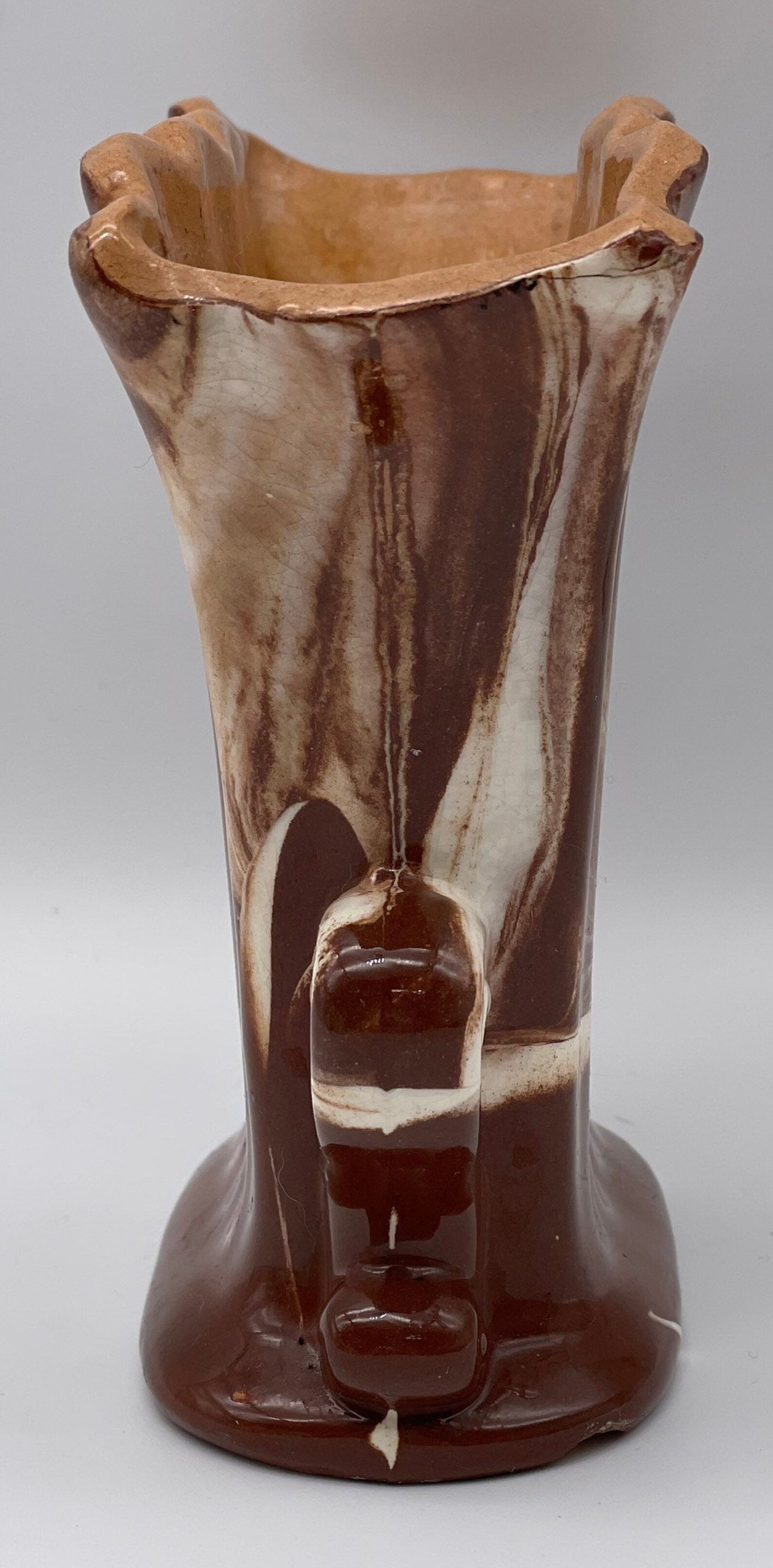 Vintage Art Deco Slag Glass Pottery Vase Chocolate Brown Swirl | Etsy