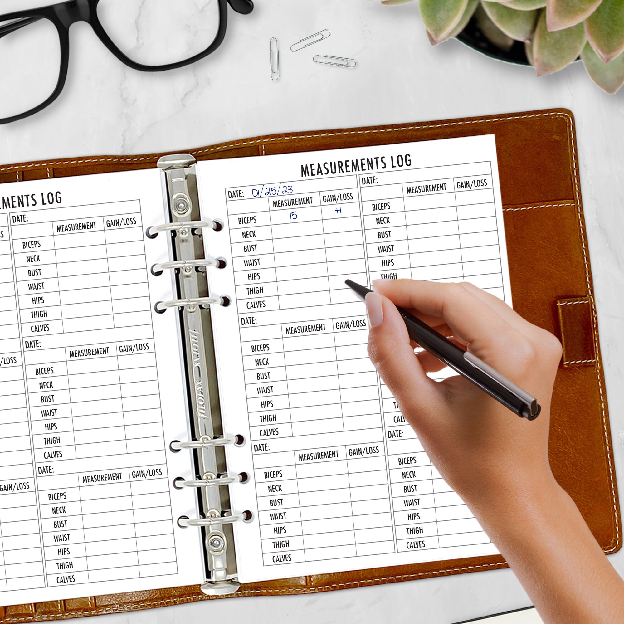 PRINTABLE A5 Body Measurements Planner Insert, 5.83 X 8.27, Slim Fit ...