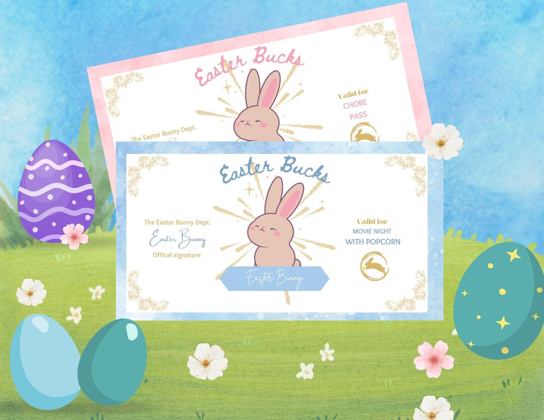 Easter Bunny Bucks Printables, Easter Egg Filler, Active Family Reunion ...