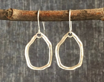 Rustic Silver Dangle Earrings - Etsy