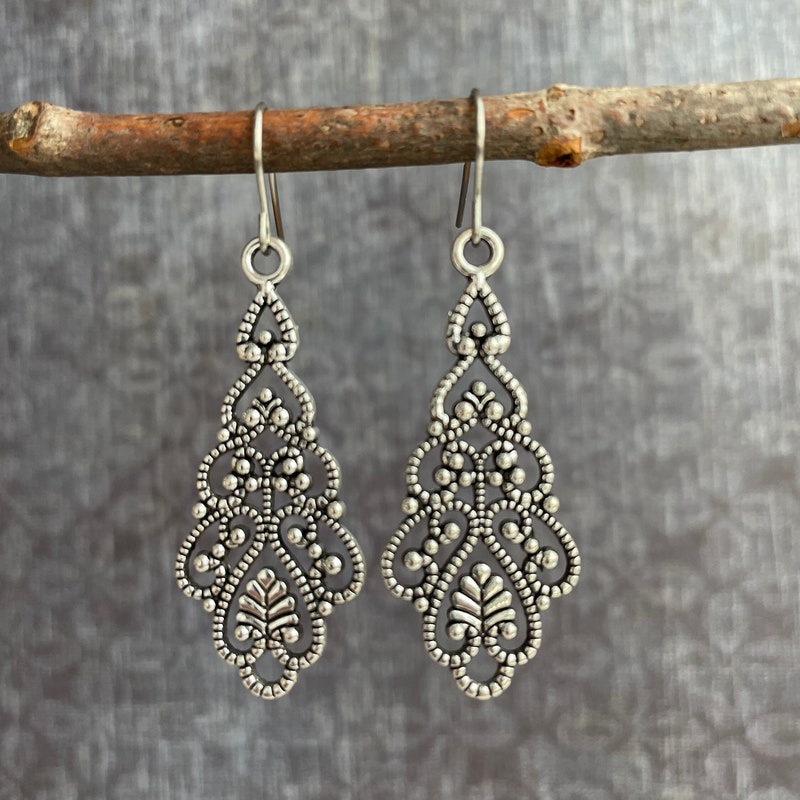 Silver Boho Earrings - Etsy