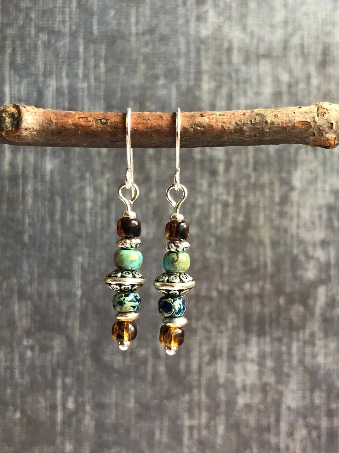 Boho Earrings / Stack Earrings / Beaded Dangle Earrings / - Etsy