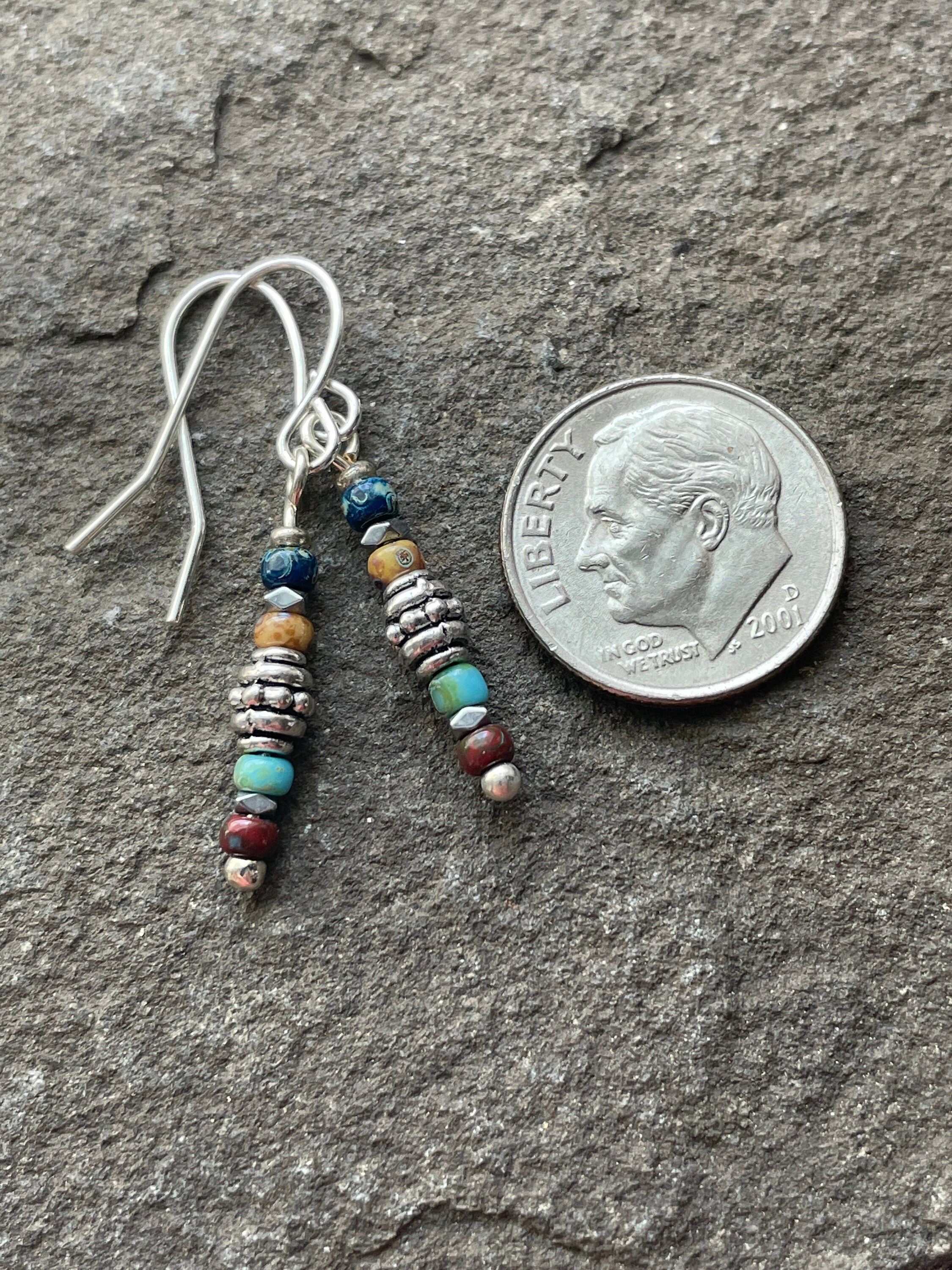 Tiny Boho Earrings / Dainty Stack Earrings / Silver Dangle - Etsy