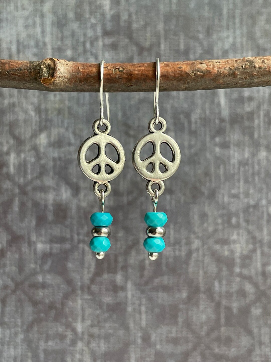 Peace Sign Earrings / Silver Boho Earrings / Small Peace Earrings ...