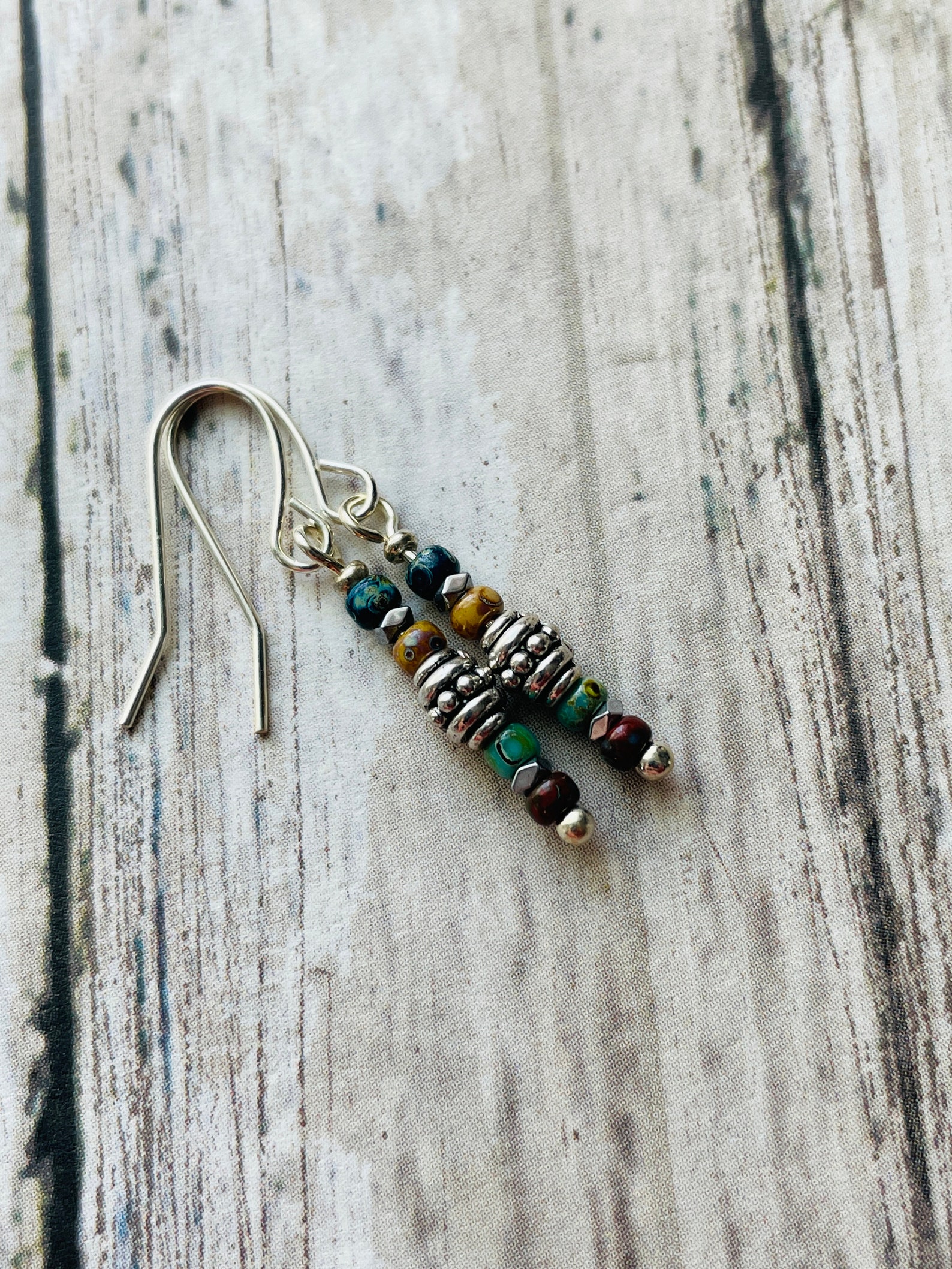 Tiny Boho Earrings / Dainty Stack Earrings / Silver Dangle - Etsy