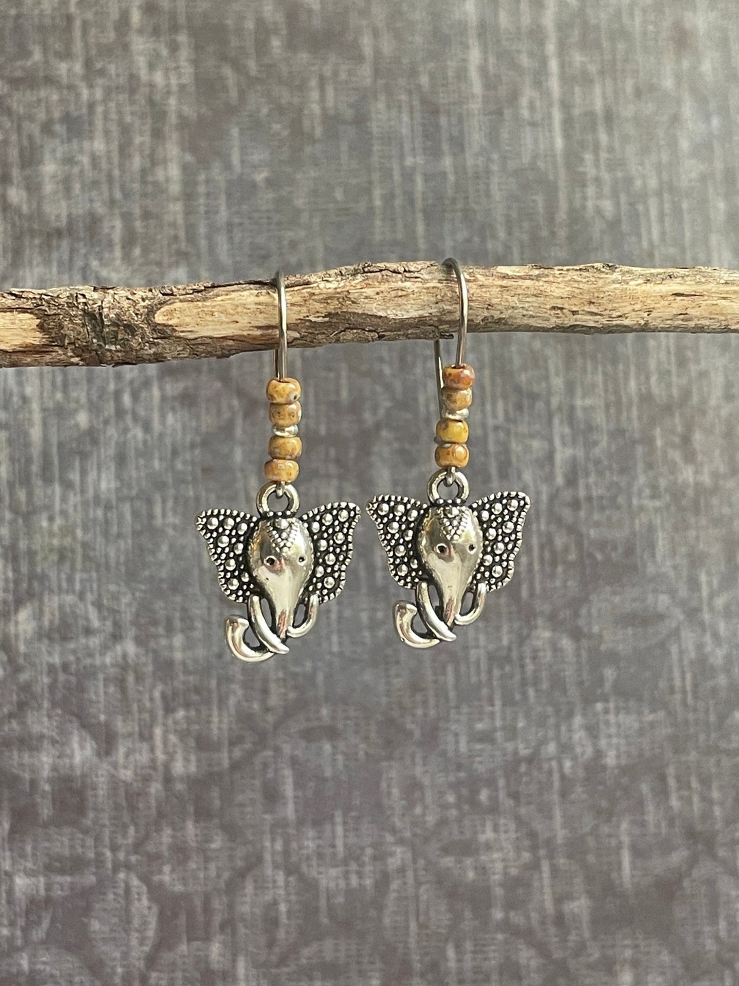 Elephant Dangle Earrings / Elephant Jewelry / Ethnic Tribal Earrings ...