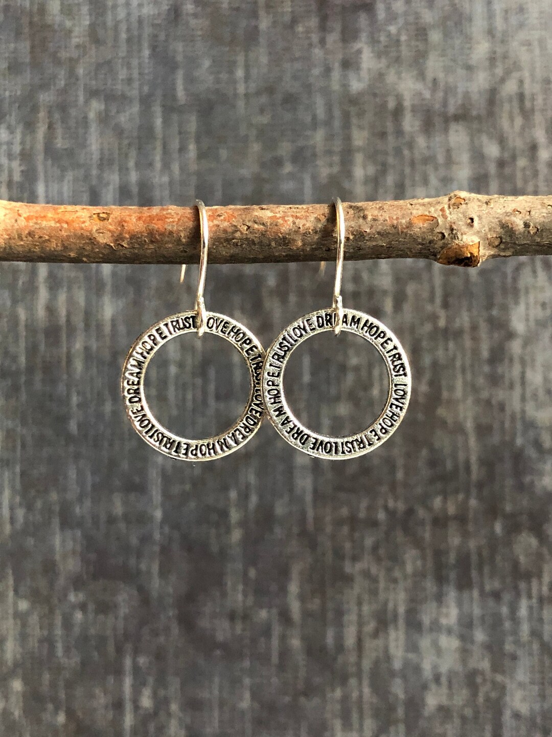 Tiny Message Earrings / Motivational Earrings / Little Silver Earrings ...