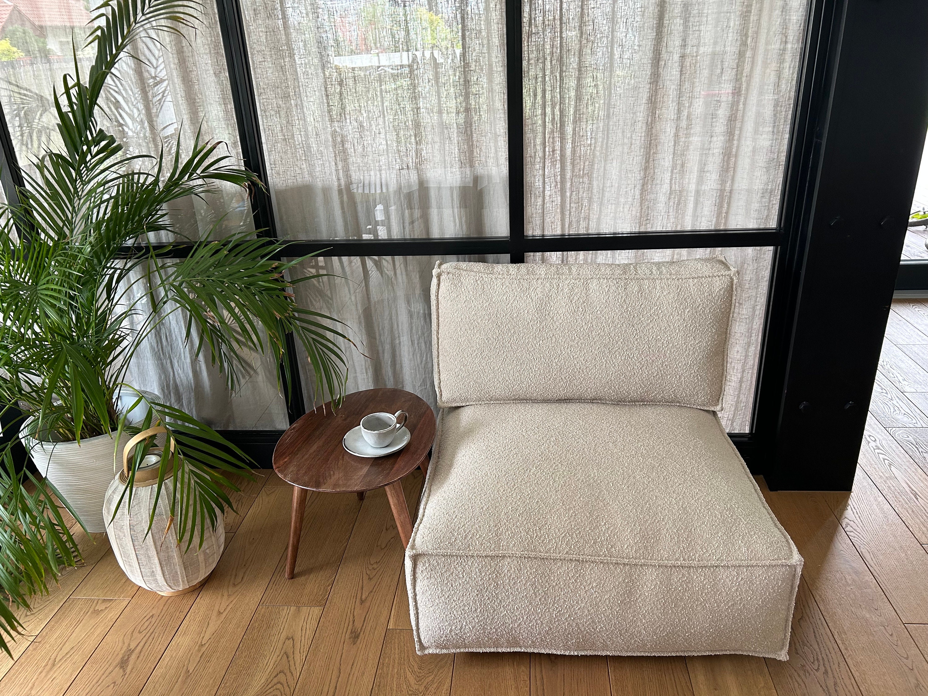 Floor Cushion With Backrest, Pouf for Reading Nook and Low Coffee Table ...