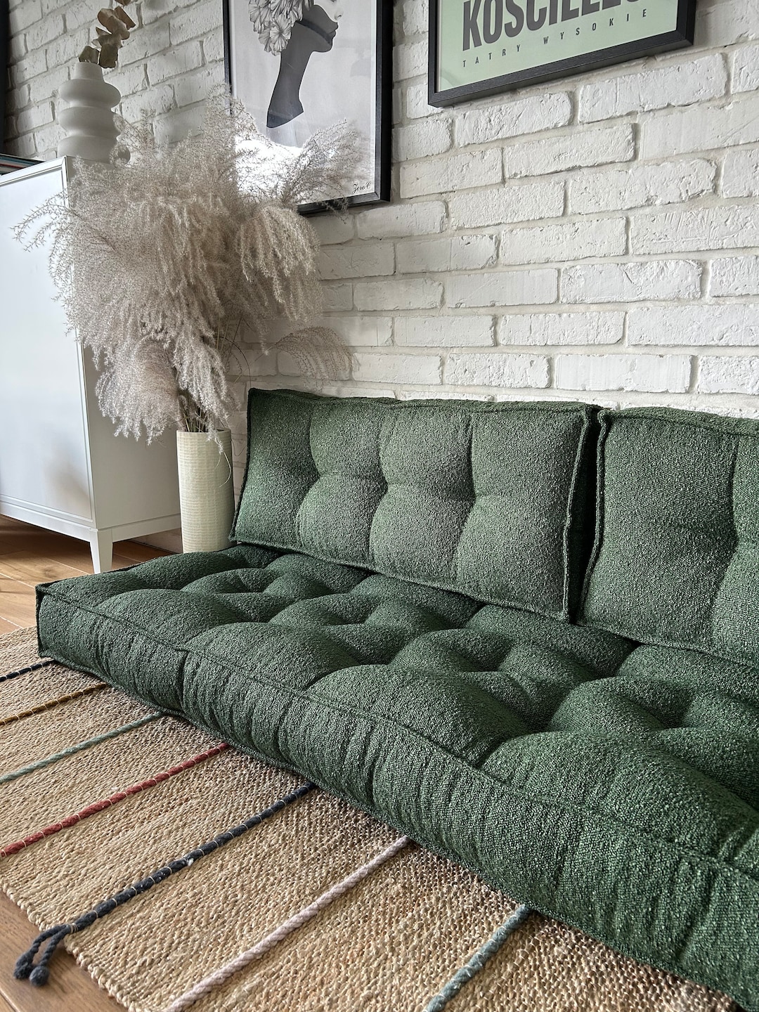 Floor Sofa Boucle: Seat With Backrest Custom Size Cushion - Etsy