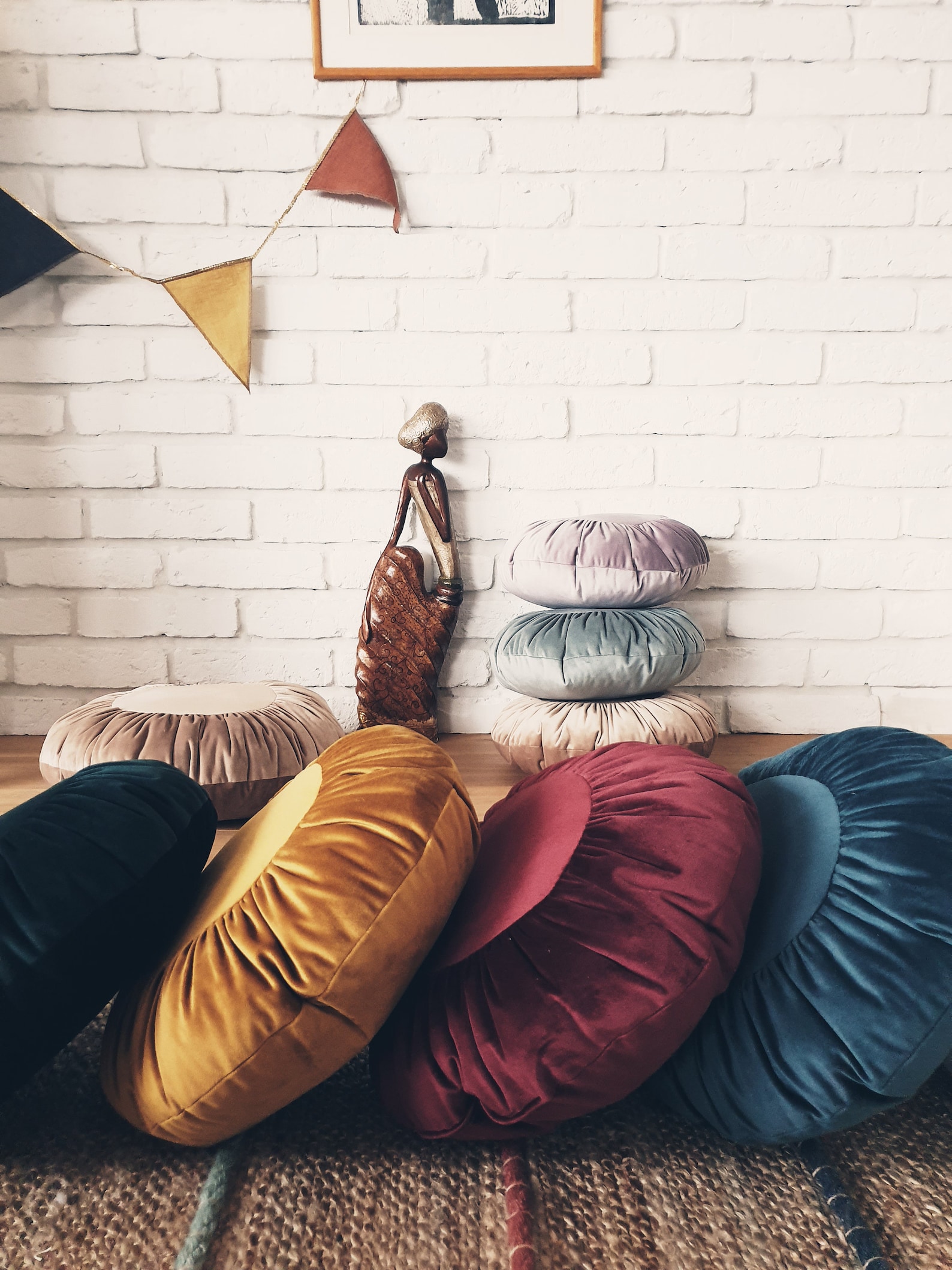 Round Velvet Pillow Round Cushion COLORS - Etsy