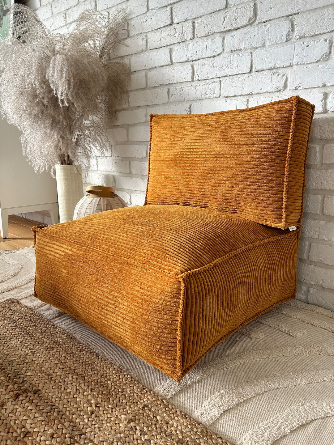 Floor Pouffe and Backrest, Floor Sofa, Large Comfortable Floor Cushion ...