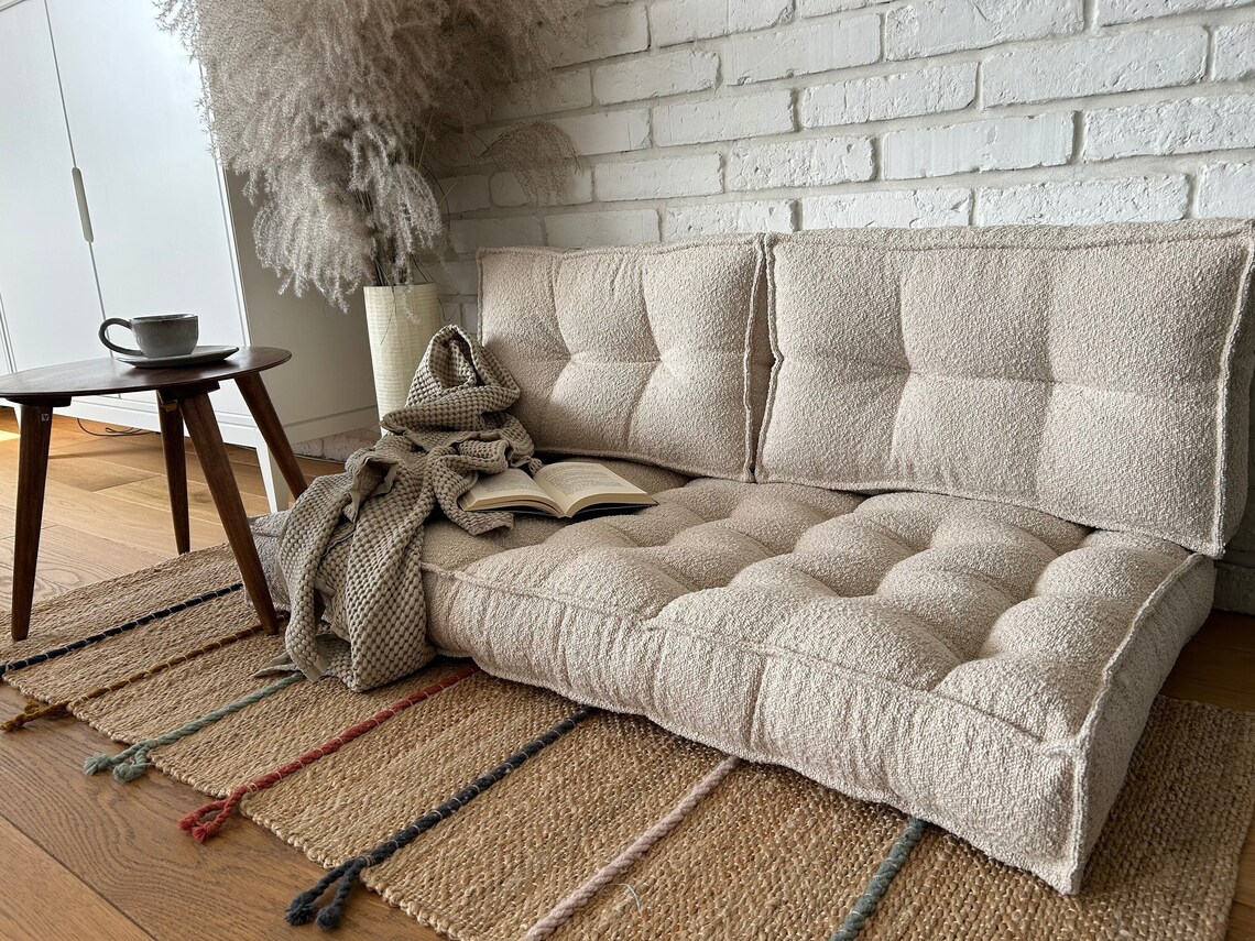 Floor Cushion With Backrest, Cozy Floor Sofa, Reading Nook Cushion - Etsy