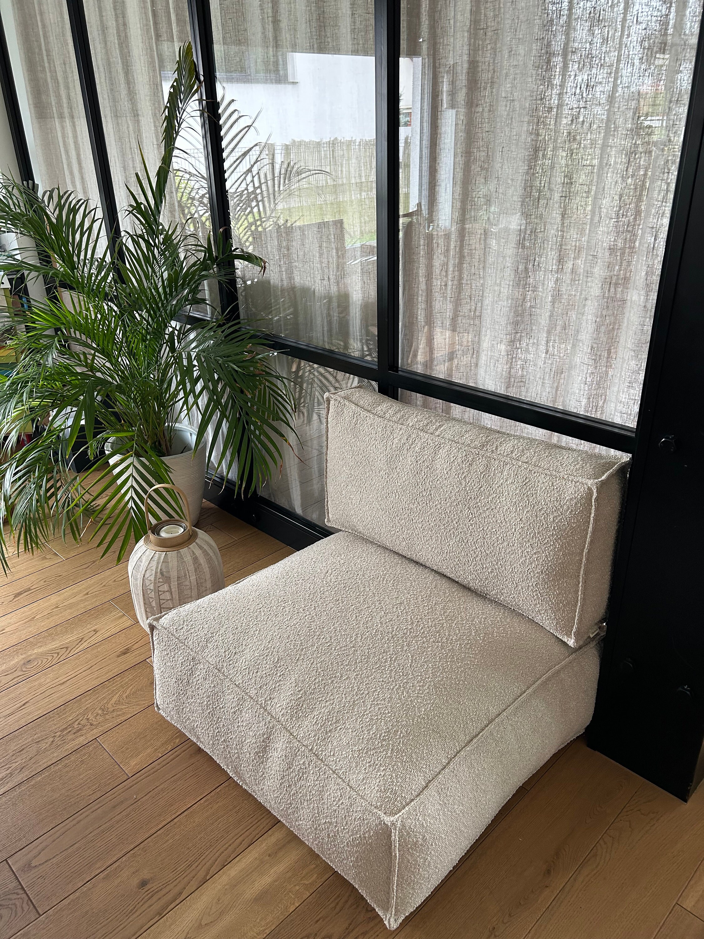 Floor Cushion With Backrest, Pouf for Reading Nook and Low Coffee Table ...