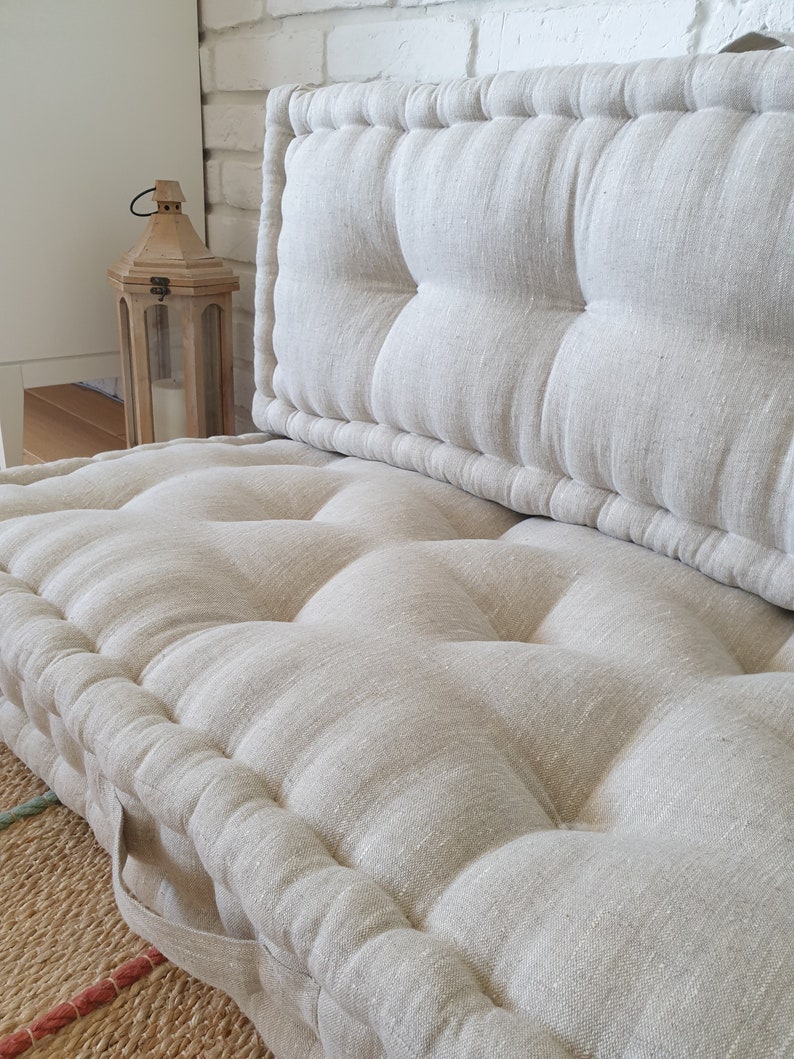 Linen French Style Floor Cushion Window Seat Headrest Bench - Etsy