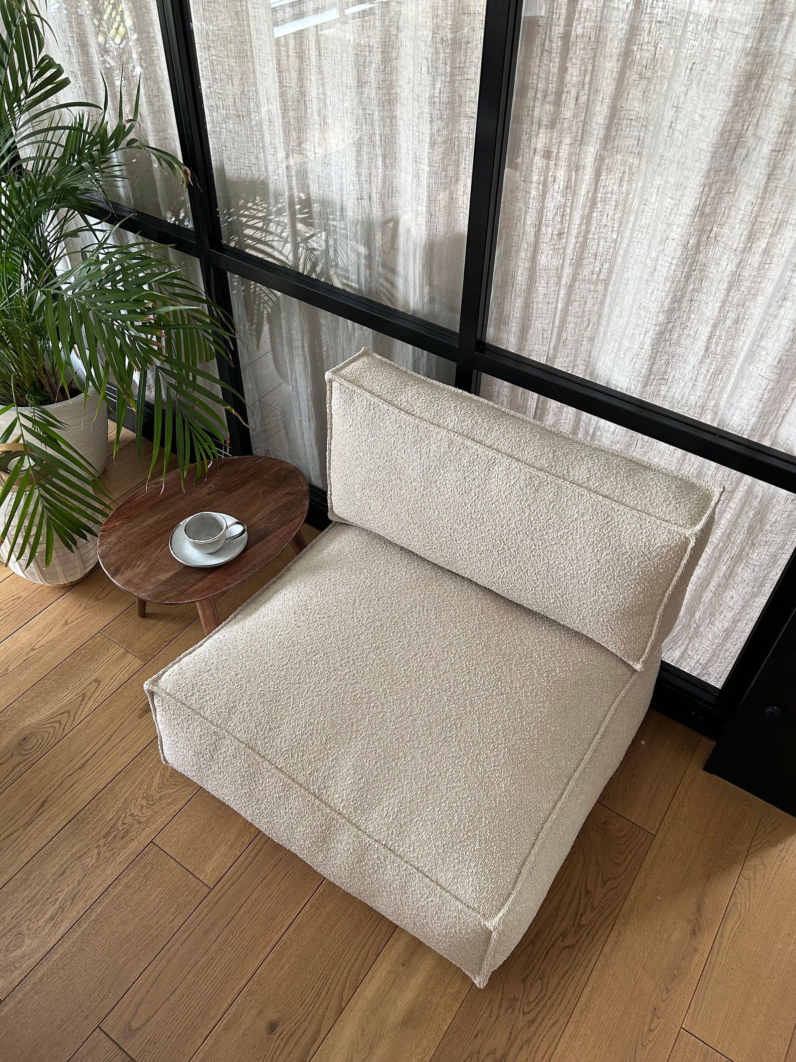 Floor Cushion With Backrest, Pouf for Reading Nook and Low Coffee Table ...