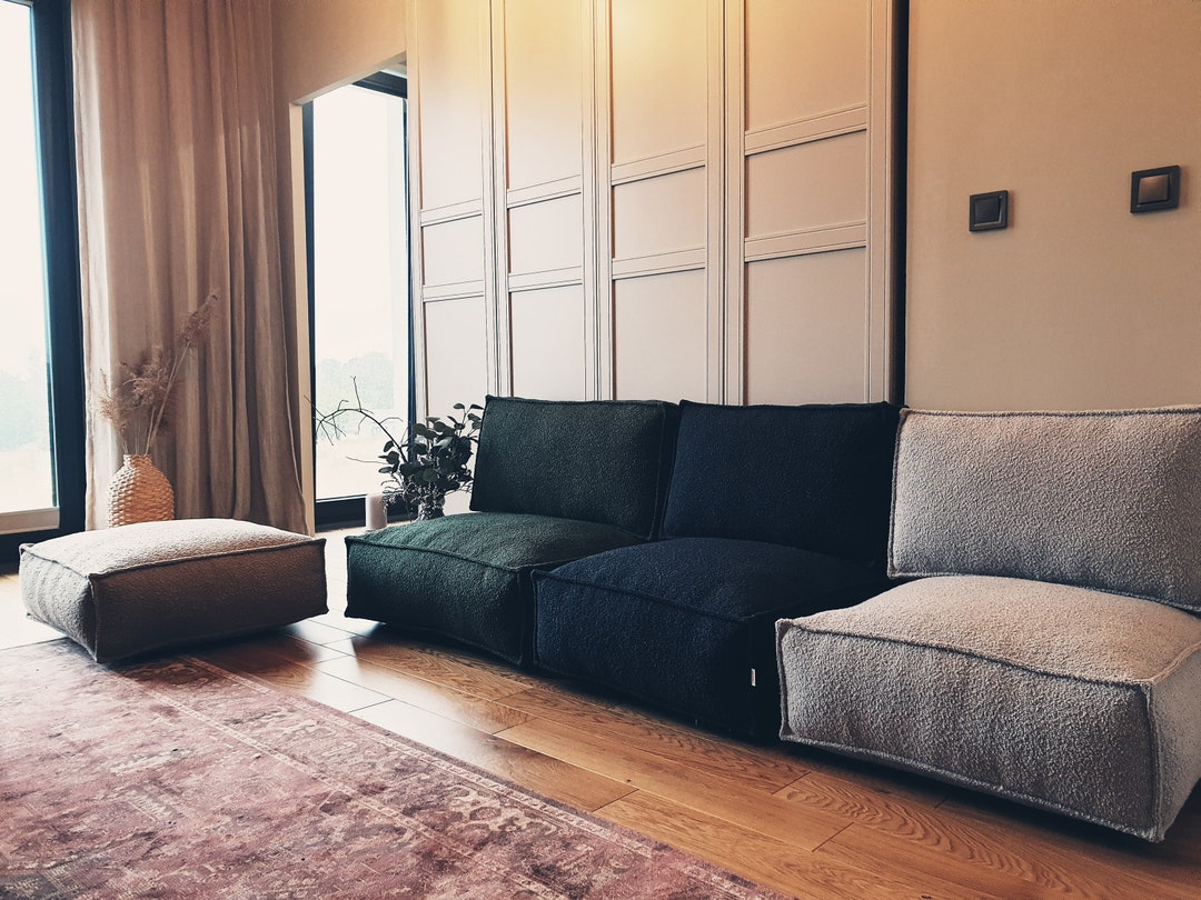 Floor Cushion and Backrest, Modular Floor Sofa, Moroccan Ottoman, Rug ...